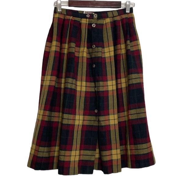 Vintage | Skirts | Vintage Skirt Womens Small Medium Yellow Red Wool ...